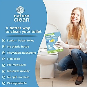 Nature Clean Non-Toxic Toilet Bowl Cleaners Strips 36 count, Plastic-Free Packaging, Natural Toilet Cleaner Septic Safe, Refresh Toilets & Bathroom. No Splash
