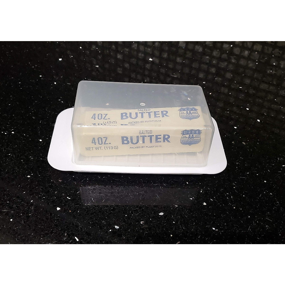 Standard Butter Dish White Base Smoked Clear Top