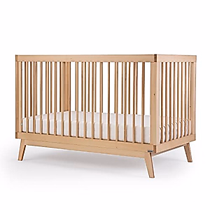 dadada Baby Soho 3-in-1 Convertible Crib – GREENGUARD Gold Certified, Made in Italy, Solid Beechwood – Adjustable Mattress Height, Modern Design 53.15 x 29.95 x 36.7 in 3 Colors (Natural)