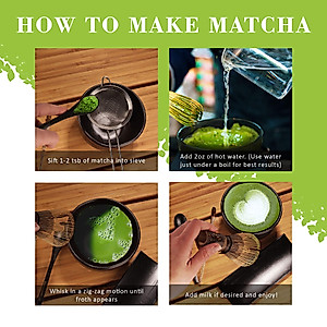 BambooMN Brand - Matcha Bowl Set (Includes Bowl, Rest, Tea Whisk, Chasaku, & Tea Spoon) 1 Set Black