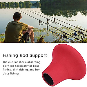 Fishing Rod Butt Cushion, Spherical EVA Practical Fishing Rod Support, Salt Water Resistant Shock‑Absorbing Not Slip Drift Fishing for Boat Fishing(red)