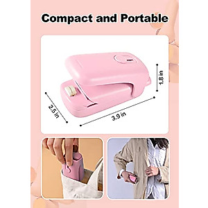 NOBVEQ Mini Bag Sealer, Handheld Heat Vacuum Sealer, Cutter with Lanyard and 2 in 1 Heat Sealer , Portable Bag Resealer Machine for Plastic Bags Food Storage Snacks Freshness(Batteries Included)-PINK