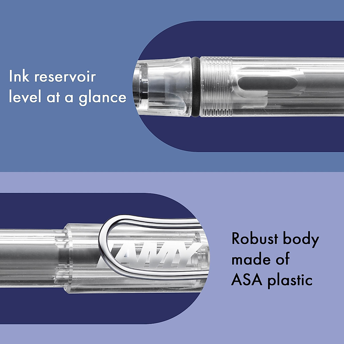 LAMY safari vista - Fountain Pen with ergonomic grip & polished Left-Handed steel nib (LH) in size M - ideal for any Writing & Calligraphy - including LAMY T 10 blue cartridge