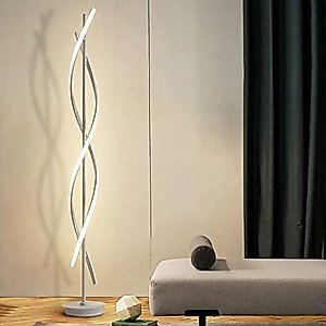 IYUNXI LED Modern Spiral Floor Lamp with Remote Control 30W Dimmable Metal Twist Standing Lamp 3 Adjustable Color Corner Floor Lamp for Living Room,Bedroom (White)