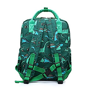 Cute Toddler Preschool Backpack Dinosaur Unicorn School Book Bag for Girls, Boys Kids Kindergarten Nursery Travel Bag with Chest Strap(Green Dinosaur)