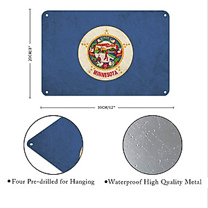 Minnesota Flag Signs Minnesota Metal Tin Sign Customized Rustic America State Home Metal Wall Art Sweet Home Vintage Indoor & Outdoor Decor for Home Man Cave Door Porch Garden Party 8x12 inch