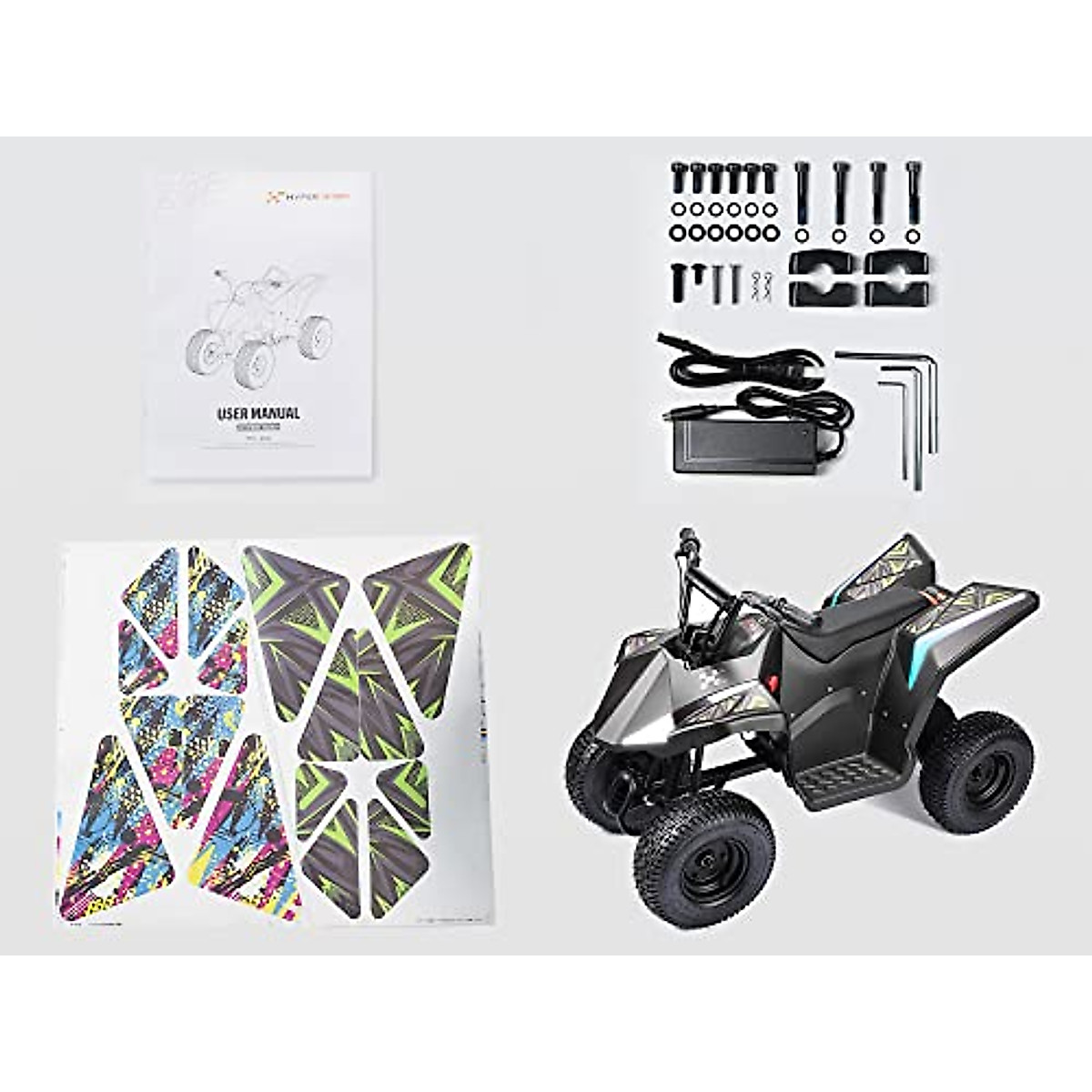 HYPER GOGO Electric Quad ATV for Kids,13" Tires Four-Wheeler,36V 350W Motor up to 10 mph (Black)