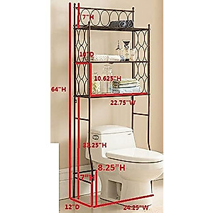 Pilaster Designs Transitional Copper Iron 3 Tier Exeter Over The Toilet Bathroom Spacesaver Storage Rack Organizer
