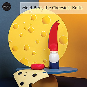 OTOTO Bert Cheese Knife, Gnome-Themed Multifunctional Knife for Cheese, Fruits, and Veggies, Cute Kitchen Accessories, BPA-Free Kitchen Gadget, Funny Kitchen Gadgets, Gnomes Gifts for Women