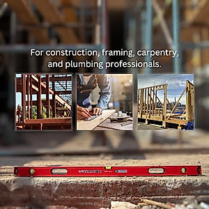 Kapro - 985-41X Apollo Heavy-Duty Professional Box Level - Magnetic - Features Magnified Vials and Dual-View Plumb Site - VPA Tested - 72 Inch