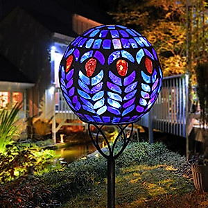 Afirst Solar Outdoor Garden Lights Decorative - Mosaic Solar Stakes Gazing Ball Waterproof Outdoor Lights Stakes for Pathway Yard Lawn Decoration(Multi)