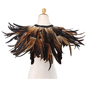 L'VOW Gothic Black Feather Shrug Cape Shawl Halloween Costume for Men (Style -03)