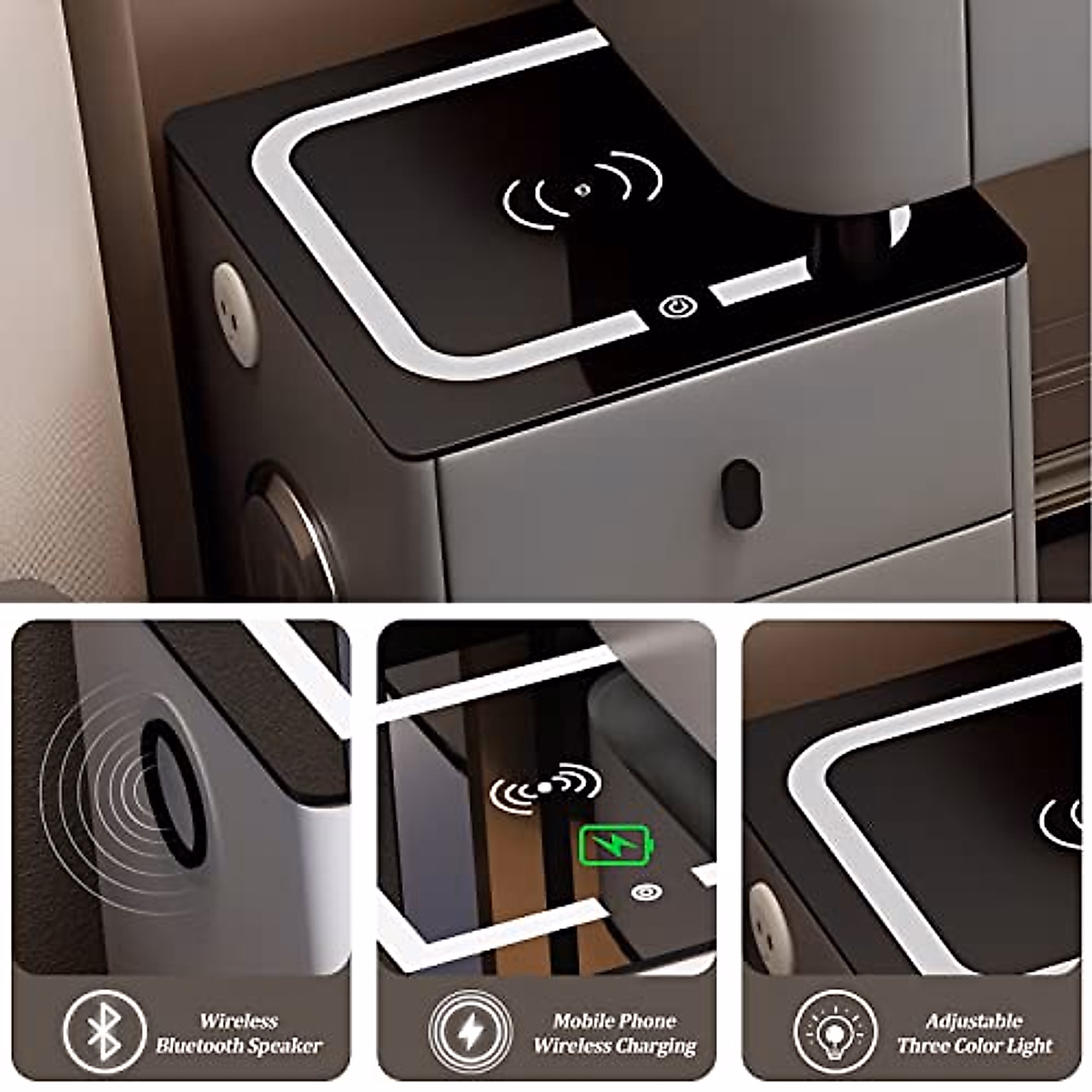 YIMAKEY Vanity Desk Mirror Lights Bluetooth: Smart Makeup Table Also with Chair, Wireless Charging, Bluetooth Speakers, and 5 Drawers - Ultimate Makeup Station for Bedroom Set (Pink+White 47 inch)