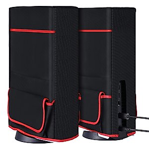 TiMOVO Dust Cover for PS5 Console, Soft Lining Dust Guard for Playstation 5 Console Digital Edition & Regular Edition, Waterproof Protective Sleeve with Game Disc & Controller Storage Pocket, Black