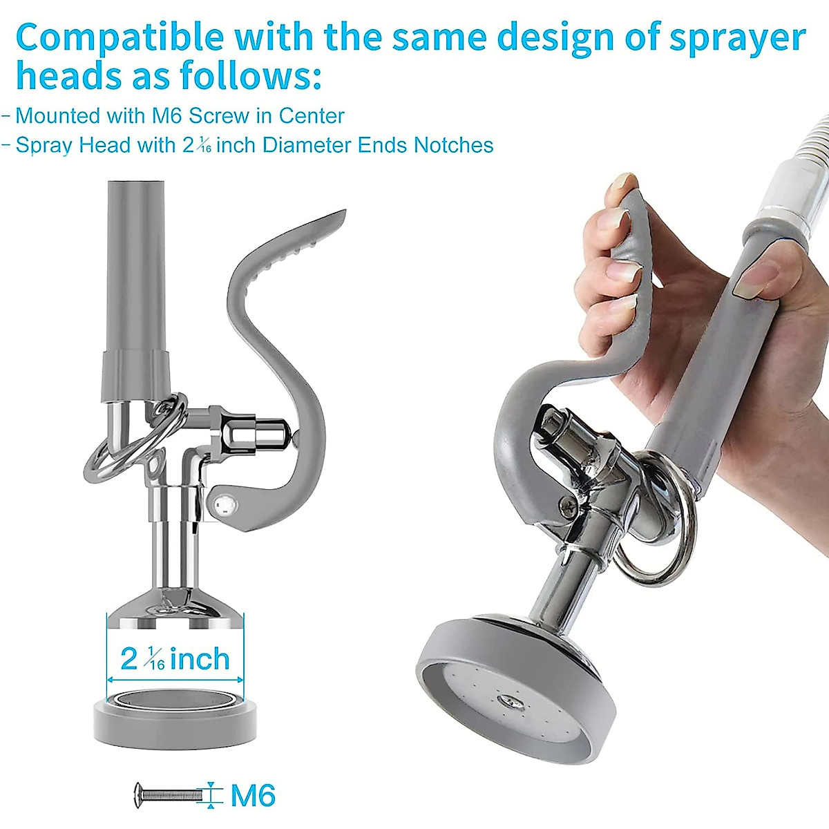 JZBRAIN Commercial Rinse Unit Sprayer Valve Repair Kit 1.42 GPM High Pressure Spray Face Bumper and Screw Replacement Part for Commercial Kitchen Sprayer Head - Grey