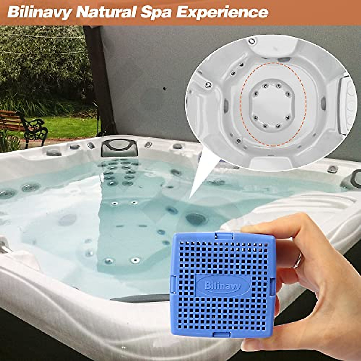 Bilinavy Hot Tub Mineral Sanitizer for Sundance Spas Filter, Silver Ion Mineral Cartridge Last for 4 Months Treats, Cleans and Clarifies