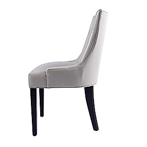 Merax Dining Chair Set of2, Bounded Leather Dinng Chair, Living Room Chairs Set, Kitchen Chair with Wood Legs, Cream