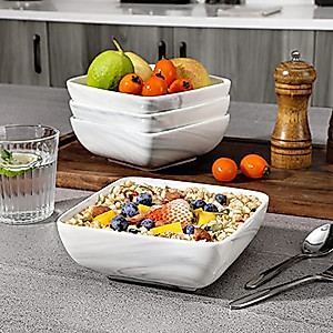 MALACASA Plates and Bowls Sets, 16 Piece Porcelain Square Dinnerware Sets for 4, Marble Dish Set with Dinner Plates, Dessert Plates, Soup Plates and Bowls, Modern Dishes Dinnerware Set, Series IVY