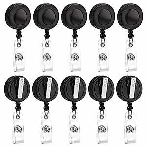 25 Pack Badge Reels Retractable with Swivel Alligator Clip Retractable Badge Holder Reels for Students, Teachers, Office Workers (Black)