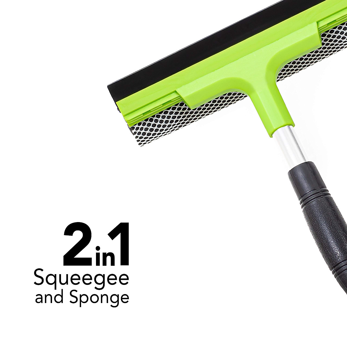 Window Squeegee Cleaning Tool | Squeegee Cleaner for Windows, Glass, Car Windshield | 2-in-1 Squeegee and Scrubber Sponge Washing Kit | Multi-Surface Washer - Indoor Outdoor Use