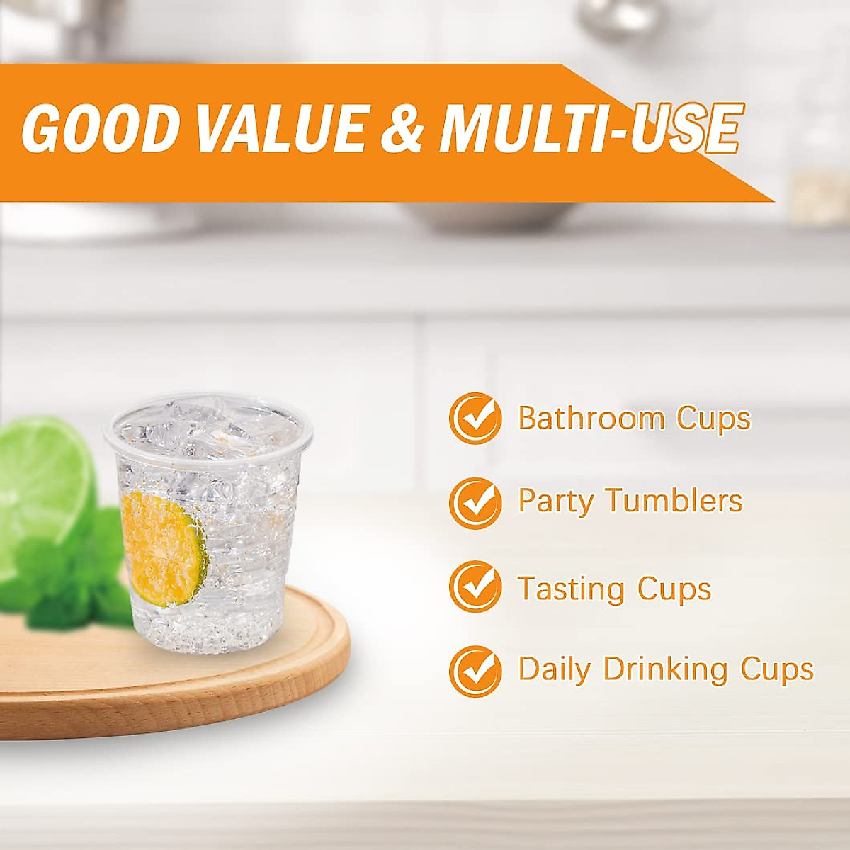 SIUQ 600 Pack 3 oz Clear Plastic Cups, Disposable Bathroom Mouthwash Cups, Small Plastic Drinking Cups for Ice Tea, Tasting, Party, Picnic, BBQ, Travel and Event