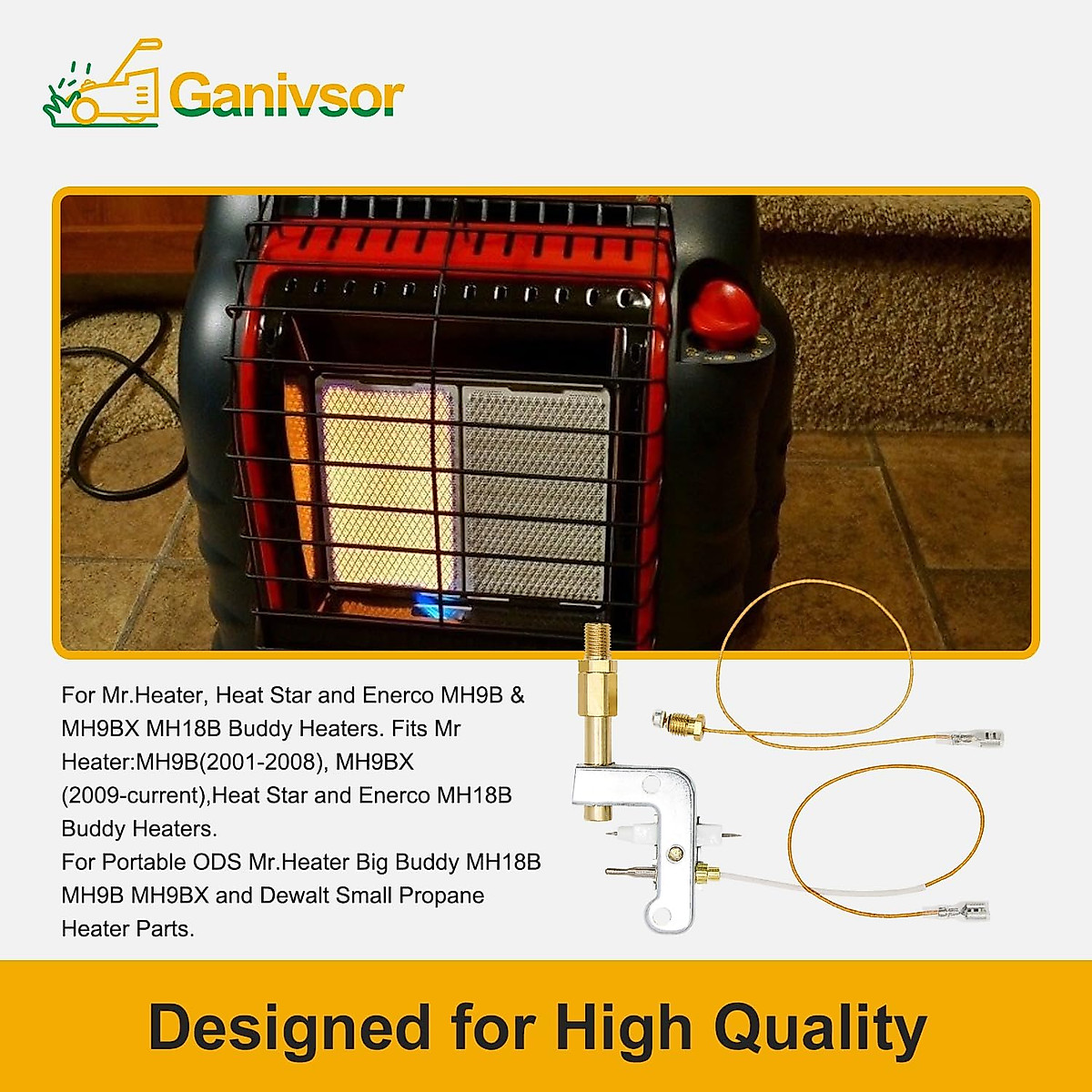 Ganivsor F278527 Pilot Assembly Portable ODS for Mr.Heater Big Buddy MH18B MH9B MH9BX and Dewalt Small Propane Heater Parts - 78422 Space Heater Pilot