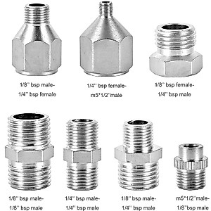 16PCS Airbrush Adapter Set Includes 12PCS Airbrush Adapter Kit Fitting Quick Release Disconnect Fitting Connector,Airbrush Hose with Airbrush Spray Cleaning Repair Tool for Air Compressor