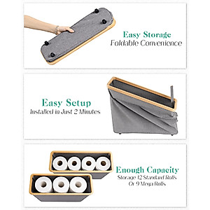 Bulado Toilet Paper Storage Stand, Toilet Paper Basket with Lid for 12-Roll Standard Extra Toilet Paper Holder, Wood Toilet Paper Organizer for Bathroom with Footbase The Ultimate Bathroom Organizer