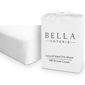 Bella Coterie Luxury Bamboo Crib Sheet | Organically Grown | Ultra Soft | Cooling for Better Sleep | Deep Pocket Fitted Sheet for Crib & Toddler Mattress | Viscose Made from Bamboo [White]