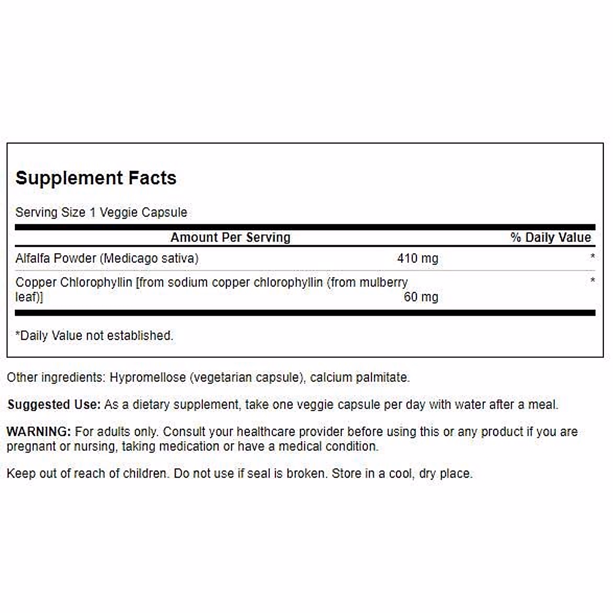 Swanson Chlorophyll 60 Milligrams 300 Veg Capsules (3 Pack)