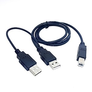 cablecc Dual USB 2.0 Male to Standard B Male Y Cable 80cm for Printer & Scanner & External Hard Disk Drive