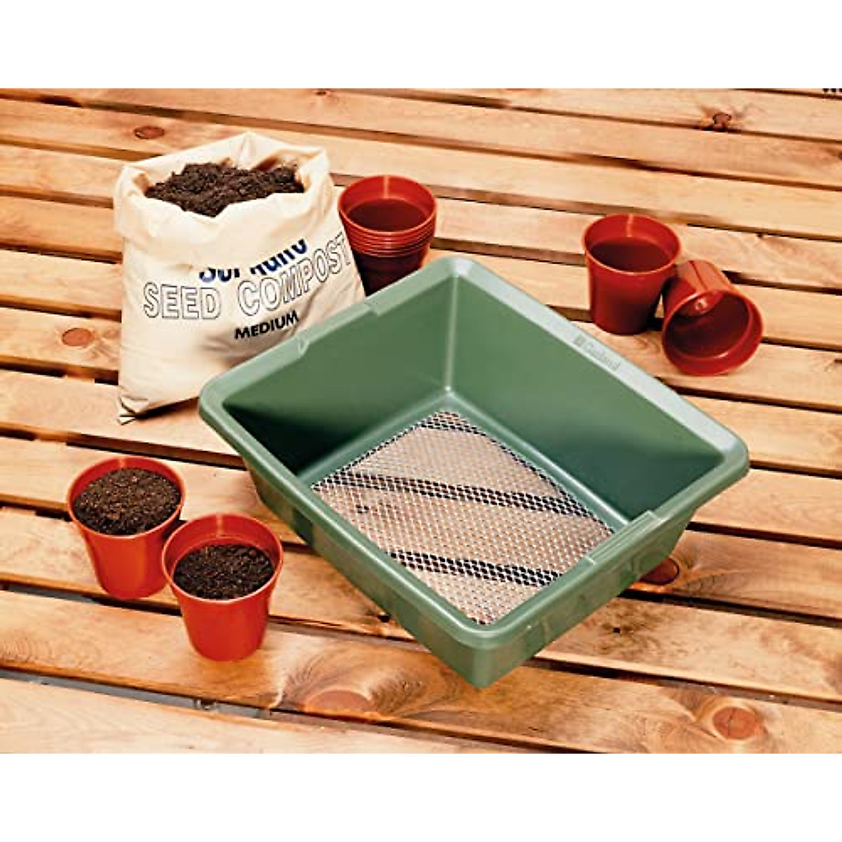 Tierra Garden GP55 Fine Galvanized Mesh Garden Sieve, Soil Sifting Pan