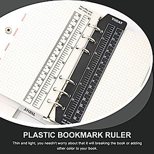 TOYANDONA Clear Binder 18Pcs Plastic Page Marker Snap- in Bookmark Binder Ruler for A5 A6 A7 Size 6- Hole Notebook Filler Planner Accessory Black Clear Multi- Function Planner Bookmark