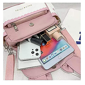 SUFUZEGA Japanese Kawaii Bunny Ear Backpack with Cute Manga Girl School Backpack Book Bag Satchel Student Teen JK (Small, Pink)