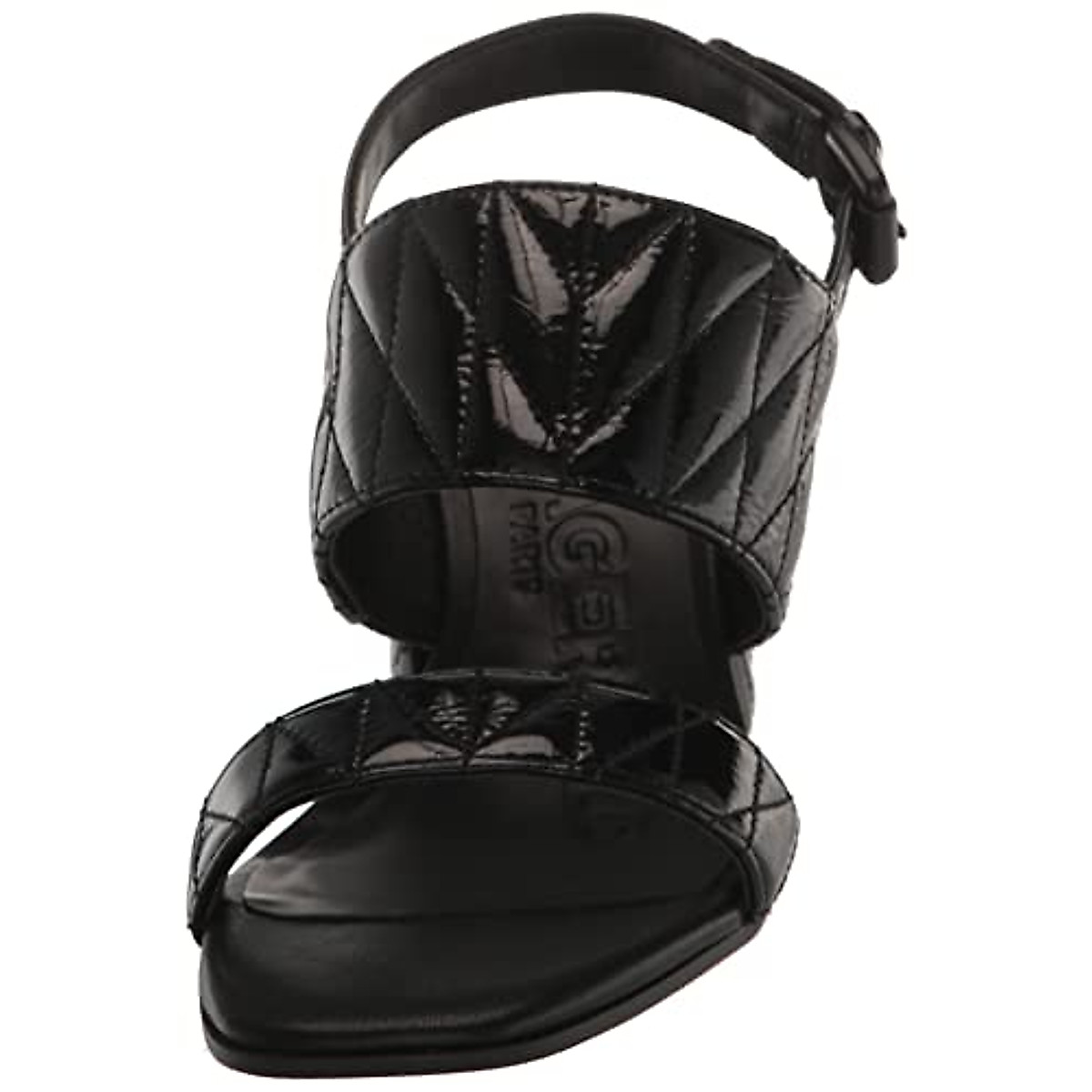 Karl Lagerfeld Paris Women's Sarina Open Toe Leather Heeled Sandal, Black Quilted, 6