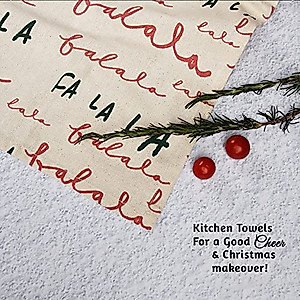 Folkulture Christmas Kitchen Towels or Dish Towels for Kitchen, 20 x 26 Inches Modern Tea Towels or Dish Cloths with Hanging Loop, Set of 3 Cotton Dishcloth for Farmhouse Decor, Falala