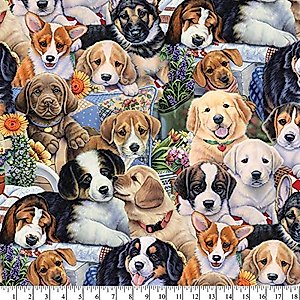 Garden Puppies Anti-Pill Premium Fleece Fabric by The Yard