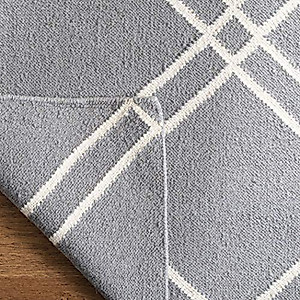 SAFAVIEH Dhurries Collection 8' x 10' Grey/Ivory DHU638B Handmade Flatweave Premium Wool Area Rug