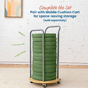 ECR4Kids SoftZone Floor Cushions with Handles, 2" Deluxe Foam, Round, Hunter Green, (6-Pack)