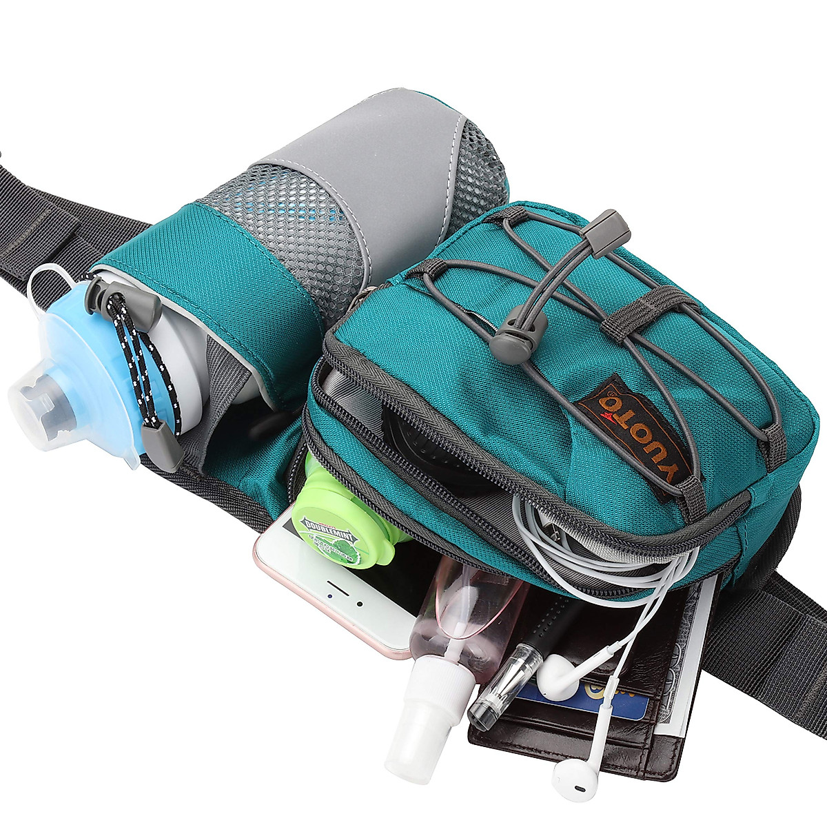 YUOTO Outdoor Fanny Pack with Water Bottle Holder for Walking Hiking Hydration Belt Waist Bag