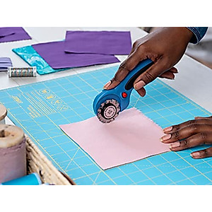 OLFA 12" x 18" Self Healing Rotary Cutting Mat (RM-CG/AQA) - Double Sided 12x18 Inch Cutting Mat with Grid for Fabric, Sewing, Quilting, & Crafts, Designed for Use with Rotary Cutters (Aqua)