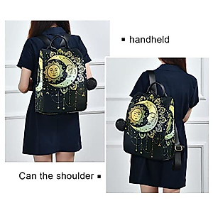 ALAZA Boho Sun Moon Backpack Purse for Women Travel Casual Daypack College Bookbag Work Business Ladies Shoulder Bag