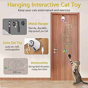 umosis Hanging Cat Toy, Automatic Teaser Cat String Toy, Electronic Interactive Kitten Mental Physical Exercise Cat Toys for Indoor Cats, Rechargeable