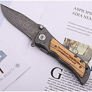 Stepdad Gift - Thank You for Being the Dad You Didn’t Have to Be, Engraved Pocket Knife for Stepdad from Stepdaugheter Stepson, Gifts for Stepdad Birthday Christmas from Daughter, Stepdad Fathers Day