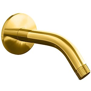 SparkPod Shower Arm With Flange - Solid Stainless Steel - Wall-Mounted For Fixed and handheld Showerheads - Shower Head Arm - Teflon Tape with 2 rubber O-rings Included - Egyptian Gold - Standard 6"