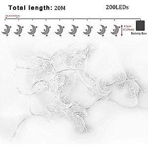 LIUPENGWEI Moonlight String Lights, 20M, 200 LED Fairy Lights Decorative Lights for Wedding Party Outdoor Indoor Home Garden Bedroom Ramadan Mother's Day Christmas Garden Ghost Light