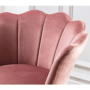 chairus Velvet Accent Chair, Upholstered Vanity Chair with Shell Back & Gold Metal Legs, Modern Small Armchair Side Chair Guest Chair for Living Room Bedroom Makeup Dressing Room, Antique Pink