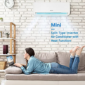 ROVSUN 9,000 BTU Mini Split AC/Heating System with Inverter, 19 SEER 115V Energy Saving Ductless Split-System Air Conditioner with Pre-Charged Condenser, Heat Pump, Remote Control & Installation Kit