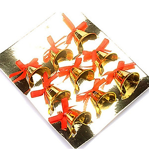 ULTNICE 9 Pcs Christmas Tree Small Golden Bells Festival Hanging Pendant Decor