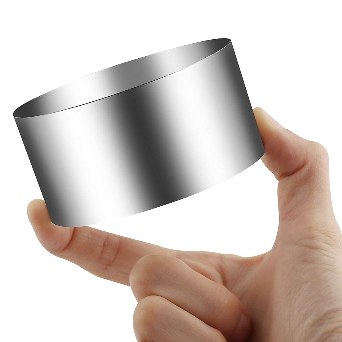 Gutsdoor 4 Pack Food Presentation Rings Stainless Steel Cake Rings Mold Small Baking Round Cooking Rings for Pastry, Cake, Mousse, Pancake - 4 Pushers+1 tweezer, 3.15 Inches Diameter